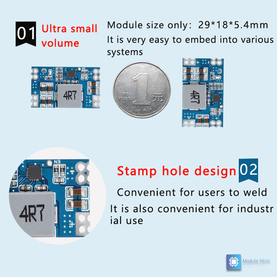 โมดูลลดแรงดัน mini560 5A DC-DC step-down 5-20VDC เป็น [3.3V/5V/9V/12V ...