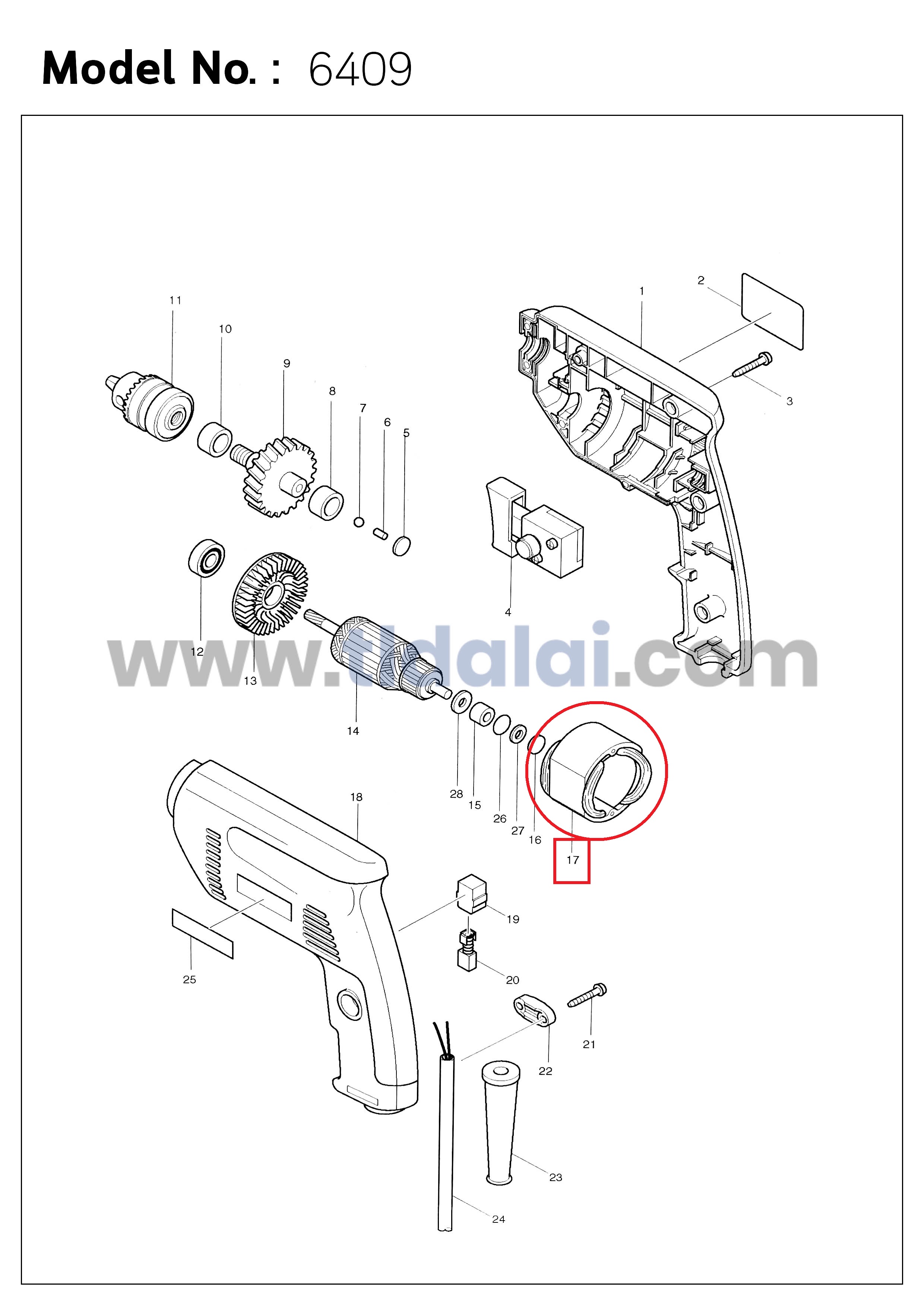 ฟิลคอยล์ สว่าน Makita มากีต้า รุ่น 6409, 6410 อะไหล่สว่าน - ถูกและดีอะไหล่ จำหน่าย คาปาซิเตอร์ ...