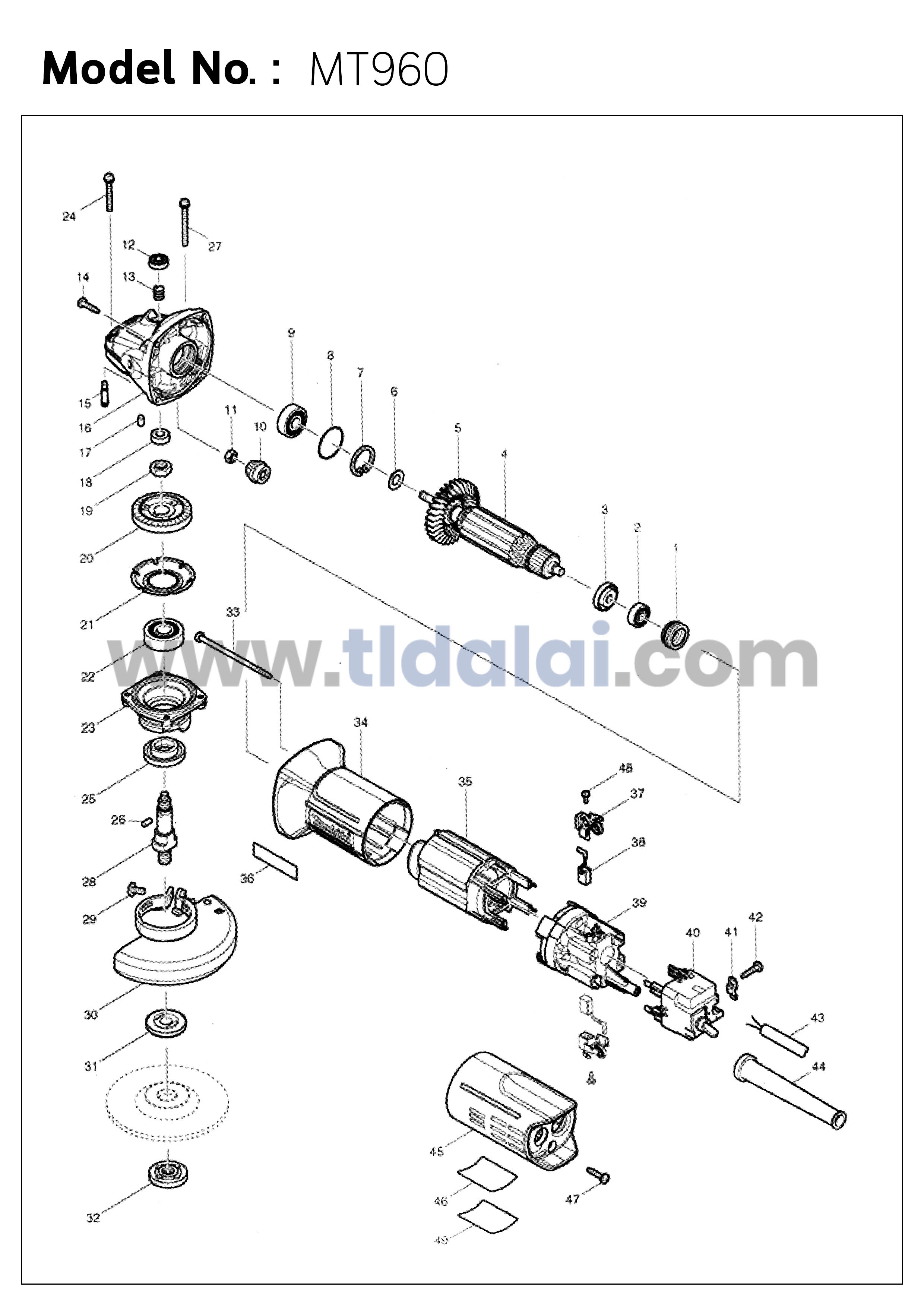 หัวกระโหลก (แท้) หินเจียร 4นิ้ว Maktec มาคเทค รุ่น MT960 #16 (318340-5) (อะไหล่แท้ 100%) - ถูก ...