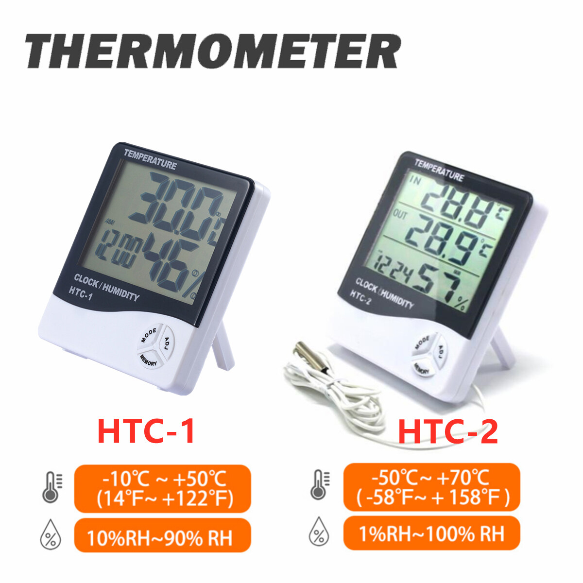 เครื่องวัดอุณหภูมิและความชื้น HTC-2 HTC-2 - SANTATECH นำเข้าและจำหน่ายเครื่องจักรอุตสาหกรรม